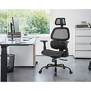 Office Chair Ergonomic Desk Chair Mesh Computer Chair with Arms Lumbar Support Swivel Rolling High Back Task Chair,Black