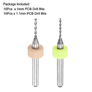 uxcell Micro PCB Drill Bit Set 1mm 1.1mm, 1/8" 3.175mm Shank Tungsten Carbide CNC Engraving Print Circuit Board Drill Bits Rotary Tool 20pcs