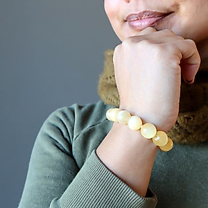 Satin Crystals Orange Selenite Bracelet Citrus Sunshine Satin Spar Stones 15-16mm / 7 Inches