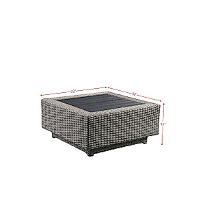 UBGO Outdoor Furniture Set, Sectional, PE Brown Rattan Wicker Sofas,Outside Couch w/Washable Seat Cushions & Modern Glass Wedge Table for Patio, Backyard, Gray