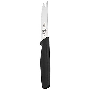 Mercer Culinary Tomato Bar Knife, Black, 4-1/4" Wavy Edge, 2-Tine Tip