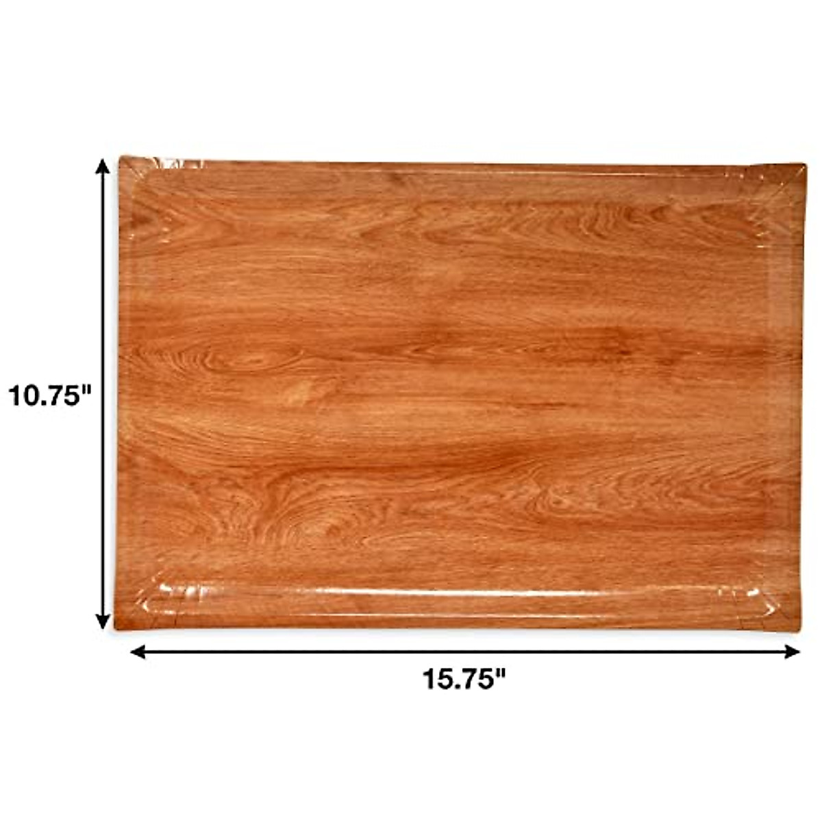 10 Wood Rectangle Trays Rustic Brown Wooden Look Serving Platters 10.75" x 15.75" Heavy Duty Disposable Paper Cardboard Tray for Dessert Cupcake Display Birthday Parties Weddings Table Decor & More