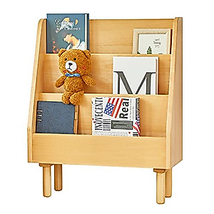 Storage Newspaper Baskets Wooden Bookshelf Yellow Picture Book Rack Floor Kindergarten Multi-Layer Classification Display Rack Newspaper Rack (Color : Yellow, Size : 4523.574cm)