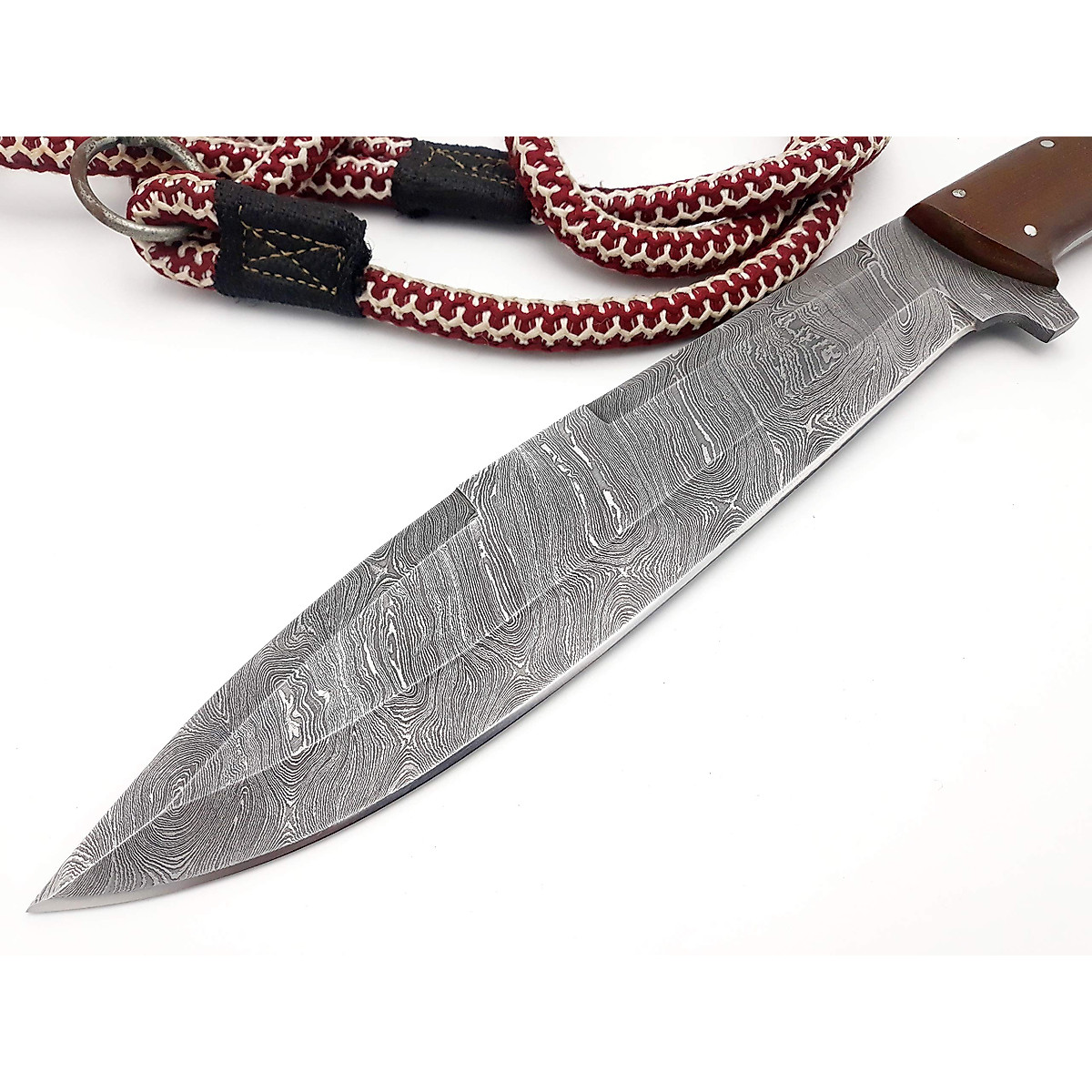 Nooraki BK-55 Handmade Damascus Hunting Bowie Knife Full Tang With Leather Sheath