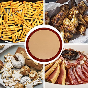 SOLUSTRE Silicone Baking Mats Reusable Non- Stick Pastry Mat Oven Liner Sheets Mats Silicone Pan Liners Round Cake Pan Mat for Making Cookies Macarons Bread Pastry Pizza Cookie Baking Pad 12inch