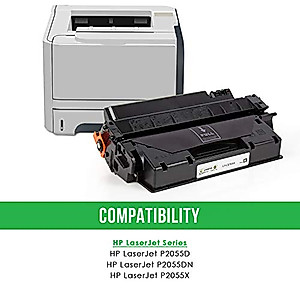 LINKYO Compatible Toner Cartridge Replacement for HP 05X CE505X (Black, High Yield, 2-Pack)