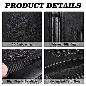 HerriaT Passport Holder Cover Case RFID Blocking Travel Wallet Card Case for Women Man(Black)