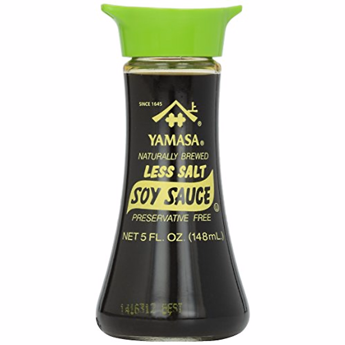 Yamasa Soy Sauce, Naturally Brewed Less Salt Low Sodium Preservative Free in Glass Dispenser, 5 fl oz (Pack of 1)