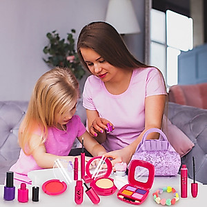 Pretend Makeup for Toddlers - BTEC Fake Makeup Set for Kids,Play Makeup Kit for Little Girls Age 2 3 4 5 6,Kids Makeup Kit for Girl with Princess Purse (24 Pack)