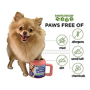 Paw Plunger - The Muddy Paw Cleaner for Dogs - Saves Carpet, Furniture, Bedding, Cars from Dirty Paw Prints - Use This Dog Paw Washer After Walks - Soft Bristles and Handle - Large, Black