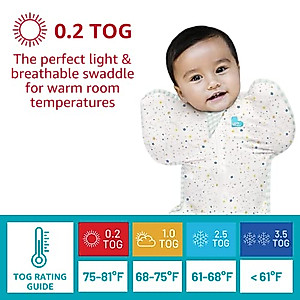Love to Dream Swaddle UP Organic Lite 0.2 TOG, Stardust, Small, 8-13 lbs, Better Sleep, Allow Baby to Sleep in Their Preferred Arms Up Position for Self-Soothing, Snug Fit Calms Startle Reflex