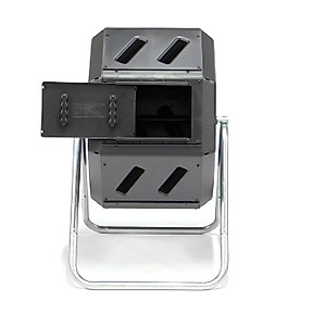 FCMP Outdoor IM2000 Tumbling Composter Canadian-Made, 100% Recycled Resin - Outdoor Rotating Compost Tumbler Bin for Garden, Kitchen, and Yard Waste, Black (22 Gallon)