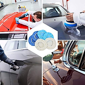 URLWALL 10PCS 9-10 inch Polisher Pad Bonnet Orbital Car Buffing Polishing Pad Cover - 5PCS Microfiber Polish Pad, 3PCS Car Wax Buffer Pads, 2PCS Woolen Fleece Polishing Bonnet for Car Waxing Machine