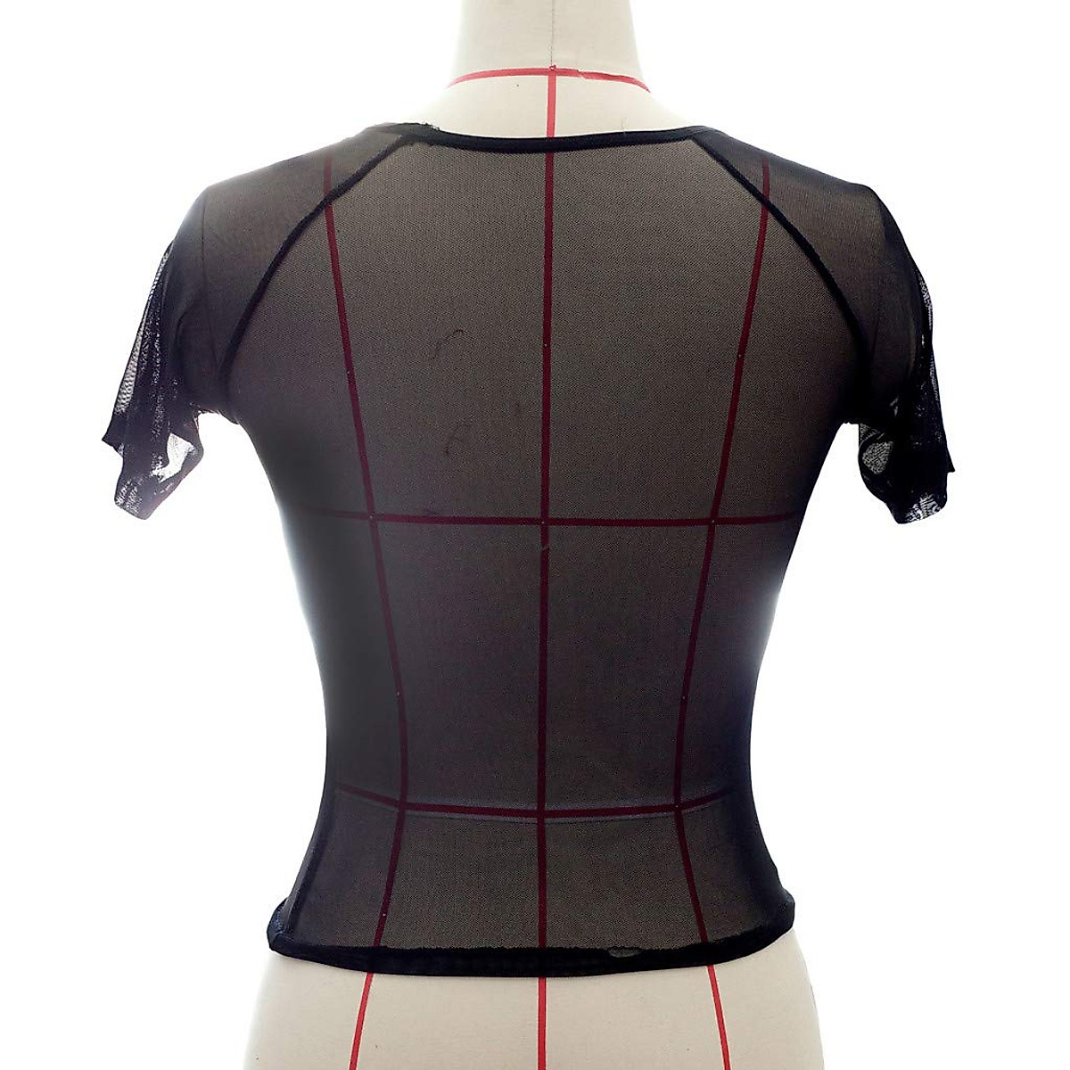 Padaleks Crop Top for Women Sheer Mesh See-Through Tee Shirt Casual T-Shirts Short Sleeve Tops Blouse