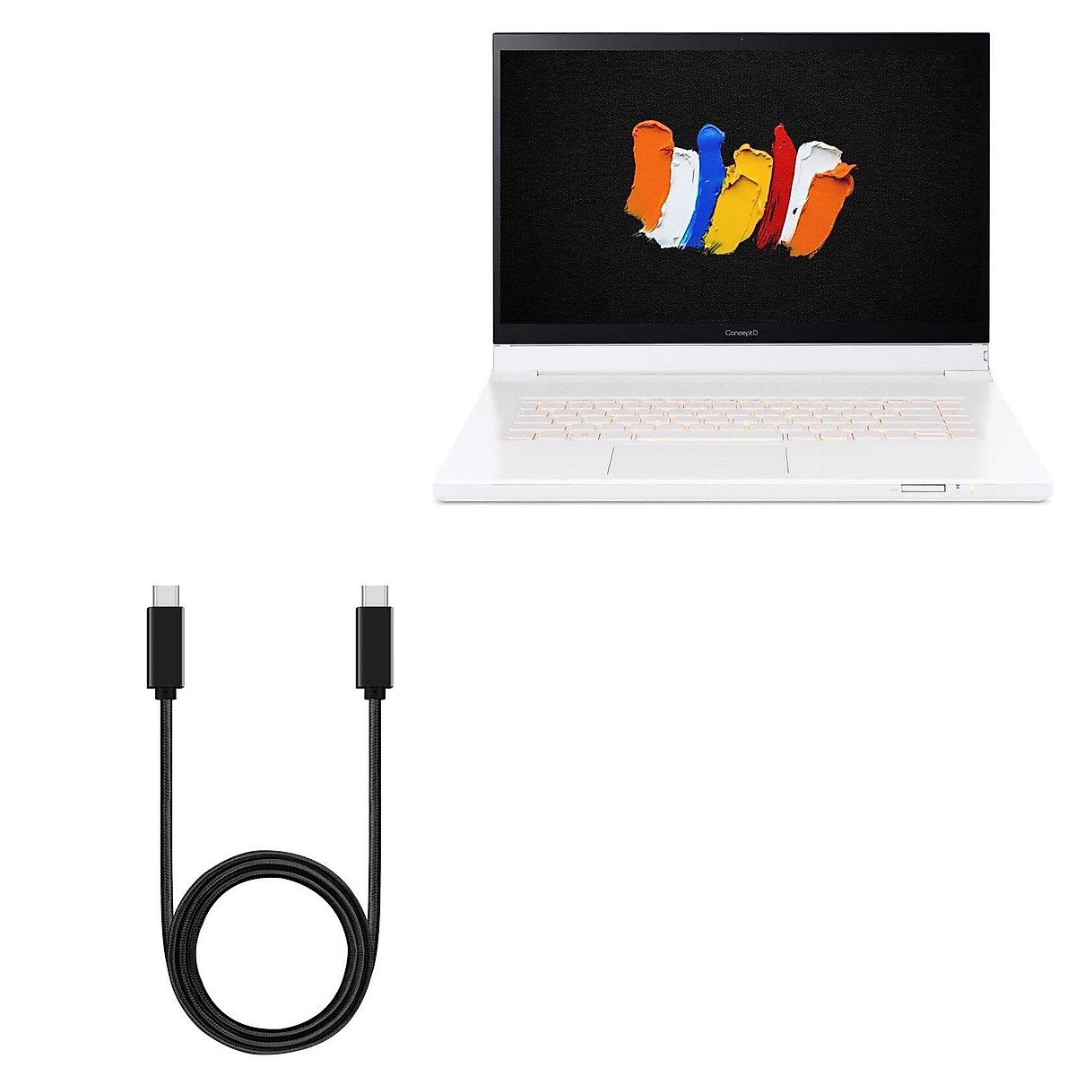 BoxWave Cable Compatible with Acer ConceptD 7 Ezel CC715-71-7163 (15.6 in) - DirectSync PD Cable (3ft) - USB-C to USB-C (100W), Type C Braided 3ft Charge and Sync Cable - Jet Black