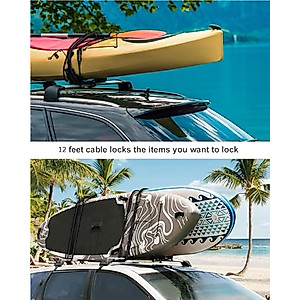 NDakte Bike Lock, Extra Long Straight Cable Lock(6ft to 27ft) with Resettable Combination, Unique Male Narrow Designed to Especially Suitable for Kayak, Scooter and Paddle Boards Canoe Jet Ski