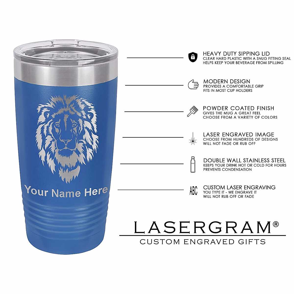 LaserGram 20oz Vacuum Insulated Tumbler Mug, Rugby Player, Personalized Engraving Included (Dark Blue)