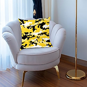 XMNYGJ Yellow Camo Throw Pillow Covers 18 x 18 Inch Decorative Square Cushion Case Soft Cozy Modern Pillowcase for Couch Sofa Bed Living Room Home Decor