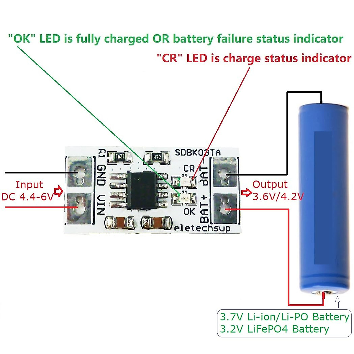 Eletechsup Mini MPPT Solar Charge Controller 3.6V/3.2V Charger Module DC 5V 1A Board for i-ion/Li-PO LiFePO4 Battery (4)