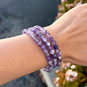 Adabele Real Natural Purple Amethyst Bracelet 7 Inch Stretch Gemstone Beaded Bracelet Chakra Healing Crystal Stone Jewelry Women Mom Gift GB6-A16
