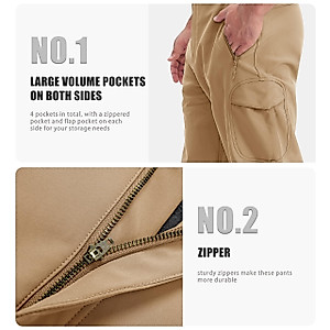 MAGCOMSEN Ski Pants Men Snow Pants Men Hiking Pants Mens Camping Pants Hunting Pants Softshell Pants Winter Pants for Men Sand