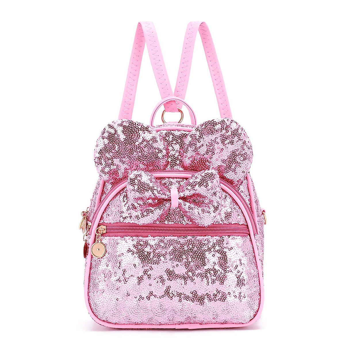 KL928 Girls Bowknot Polka Dot Cute Mini Backpack Small Daypacks Convertible Shoulder Bag Purse for Women (Pink)