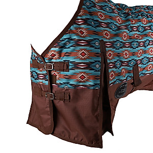 Showman Orange/Turquoise Southwest Print 1200D Turnout Horse Sheet (76)