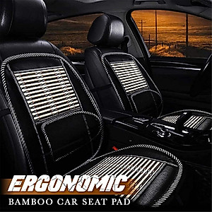 HACORO Ergonomic Bamboo Car Seat Pad, Mesh Lumbar Support Chair Back Support with Elastic Strap Back Rest for Office Chair/Car Seat/Back Pain Relief