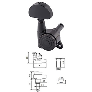 Metallor Locking Guitar String Tuning Pegs Tuning Keys Machine Heads Tuners 1:18 Gear Ratio 6 In Line for Right Handed Electric Guitar or Acoustic Guitar Parts Accessories Half Round Head Black.