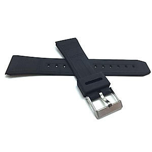 Bandini Rubber Watch Band, Black Resin Replacement for Casio Databank Calculator Watch Bands and More, Waterproof Sport Strap, 2 Spring Bars Included - 20mm