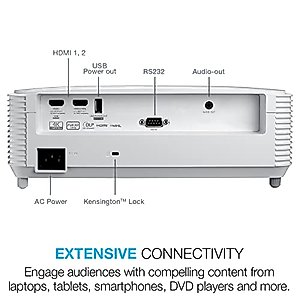 Optoma GT1080HDRx Short Throw Gaming Projector | Enhanced Gaming Mode for 1080p 120Hz Gameplay at 8.4ms | 1080p and HDR support with 4K UHD input | Bright 3,800 Lumens for Day and Night Gaming | White