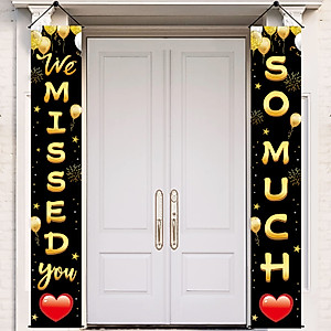 Pimvimcim Welcome Home Decorations We Missed You So Much Door Banner, Welcome Back Home Family Porch Sign Party Supplies, Patriotic Military Homecoming Army Deployment Returning Back Backdrop Decor