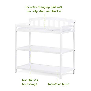 Child Craft Infant Changing Table, Water-Resistant Pad and Safety Strap, Anti-Tip Kit Included to Prevent Tipping, Non-Toxic, Baby Safe Finish (Matte White)