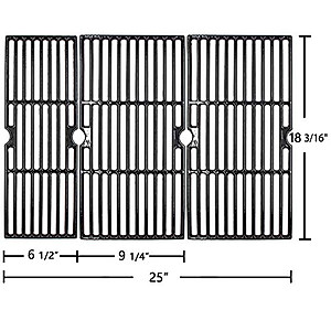 Hongso 18" x 25" Cast Iron Cooking Grates for Charbroil Performance 463377017, 463347017, 463376018P2, 463673617, 463376117, 463377117, 4-Burner 475 Cart Liquid Propane Gas Grill, 3 Pack, PCZ163