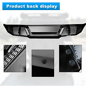 Rear Bumper Fit for 2018 2019 2020 2021 2022 2023 2024 Jeep Wrangler JL/JLU 2&4 Doors Full Width Offroad Back Bumper with OEM Reverse Sensor Holes Replacement Exterior Accessories