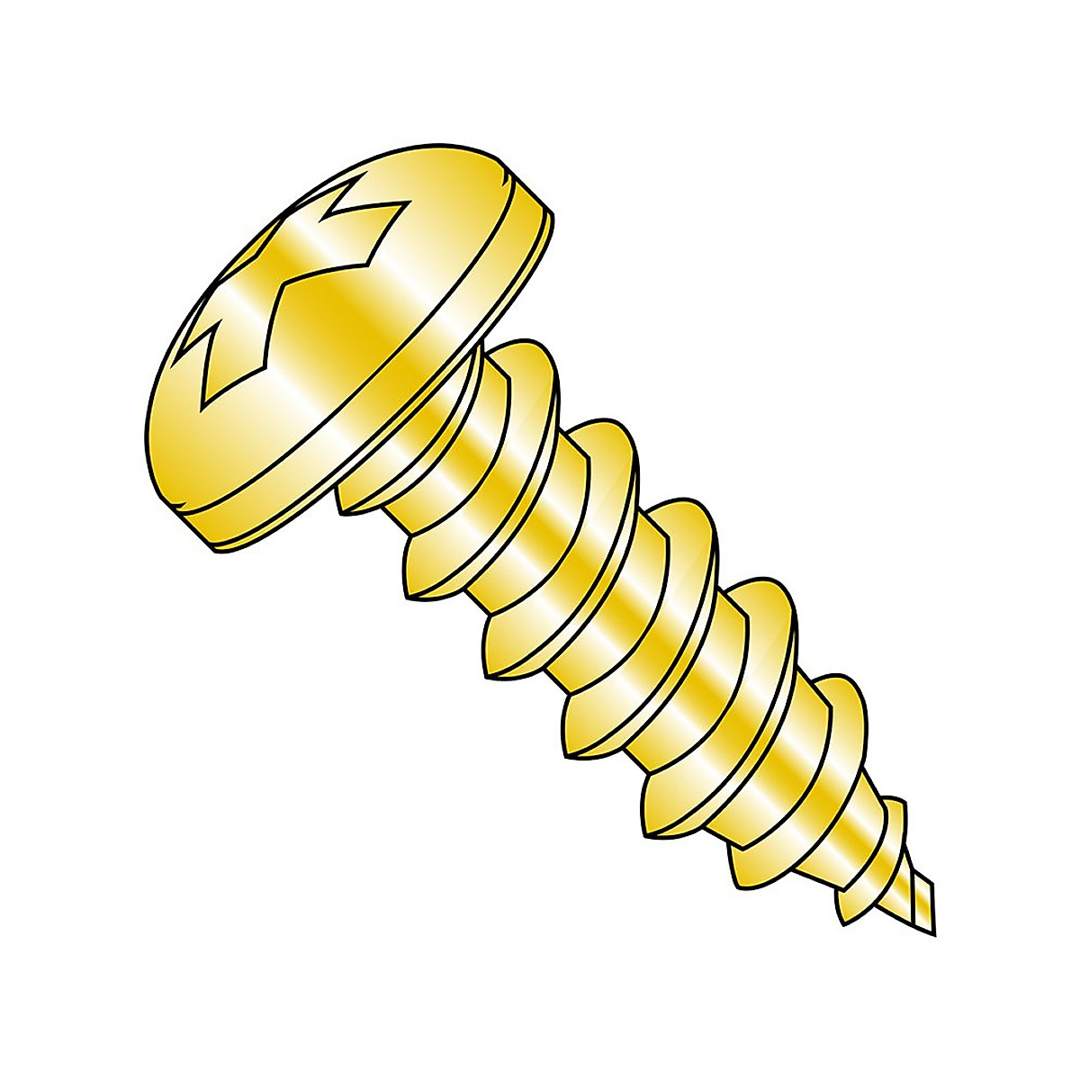 Small Parts 0403ABPPY Steel Sheet Metal Screw, Yellow Zinc Plated Finish, Pan Head, Phillips Drive, Type AB, #4-24 Thread Size, 3/16" Length (Pack of 100)