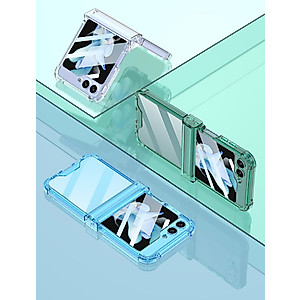 SHIEID Flip 5 Case with Hinge Protection, Galaxy Flip 5 Clear Airbag Case Built-in High-Transparency Soft Film for Phone Case for Galaxy Z Flip 5, Dark Green