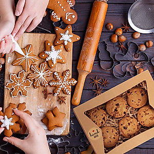 Eupako Cookie Boxes with Window 8x6x2.5 Inhces, 24pcs Auto-Popup Brown Treat Boxes for Bakery, Donuts, Candy, Pastry,Cupcakes, Biscuits, Chocolate Strawberries