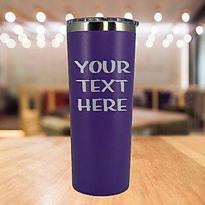Personalized Add Your Custom Text Tumber - 22 oz Tumbler with Lid and Straw - Stainless Steel -Laser Engraved - Vacuum Insulated - Custom Tumbler -