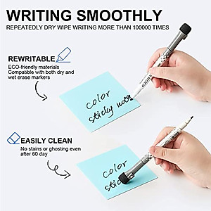 KopYoeHn Dry Erase Sticky Notes, Reusable Whiteboard, Colorful Stickers for All Smooth Surfaces, Washable, Removable, Great for Office, Home, Eco-Friendly, 4X4 inch, 12 Pack