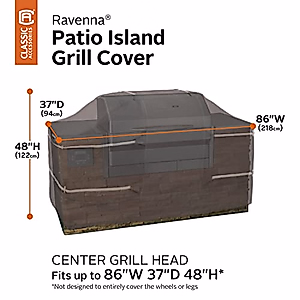 Classic Accessories Ravenna Water-Resistant 86 in. BBQ Grill Cover for Island with Center Grill Head