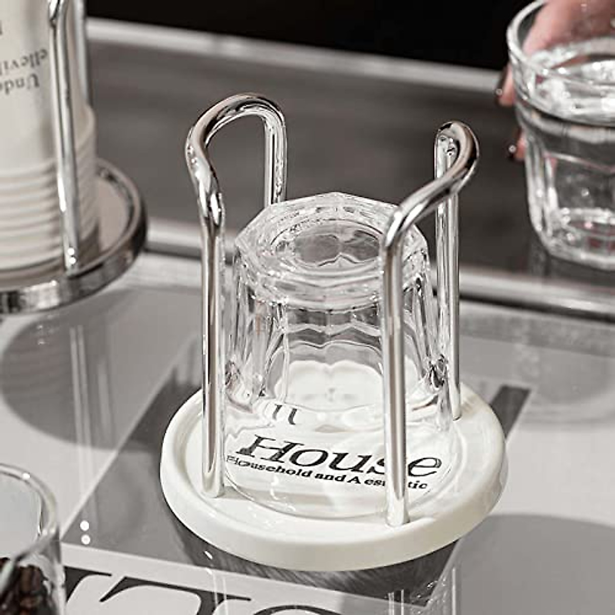 MLAFE Paper Cup Dispenser, Dixie Cup Holder, Cup Dispenser, Bar, Coffee Table Cup Holder, Mouthwash Cup Organizer, Suitable for Bathroom, Kitchen, Just Put The Counter (White)