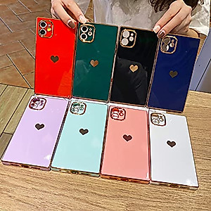 Tzomsze Square iPhone 11 Case, Cute Full Camera Lens Protection & Electroplate Reinforced Corners Shockproof Edge Bumper Case Compatible with iPhone 11 [6.1 inches] -Candy Pink