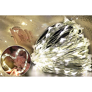 XNNATA Solar String Lights, 33Ft 100 LED Copper Wire Starry String Light, Indoor Outdoor Waterproof Solar Decoration Lights for Gardens, Home, Party Ornaments(White)