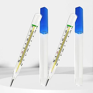 Clinical Glass Thermometer at℃&℉ is Suitable for 2 Pieces Under The Armpit-Adult Classic Non-Digital Thermometer-Medical Fever Thermometer-AiBi TECH