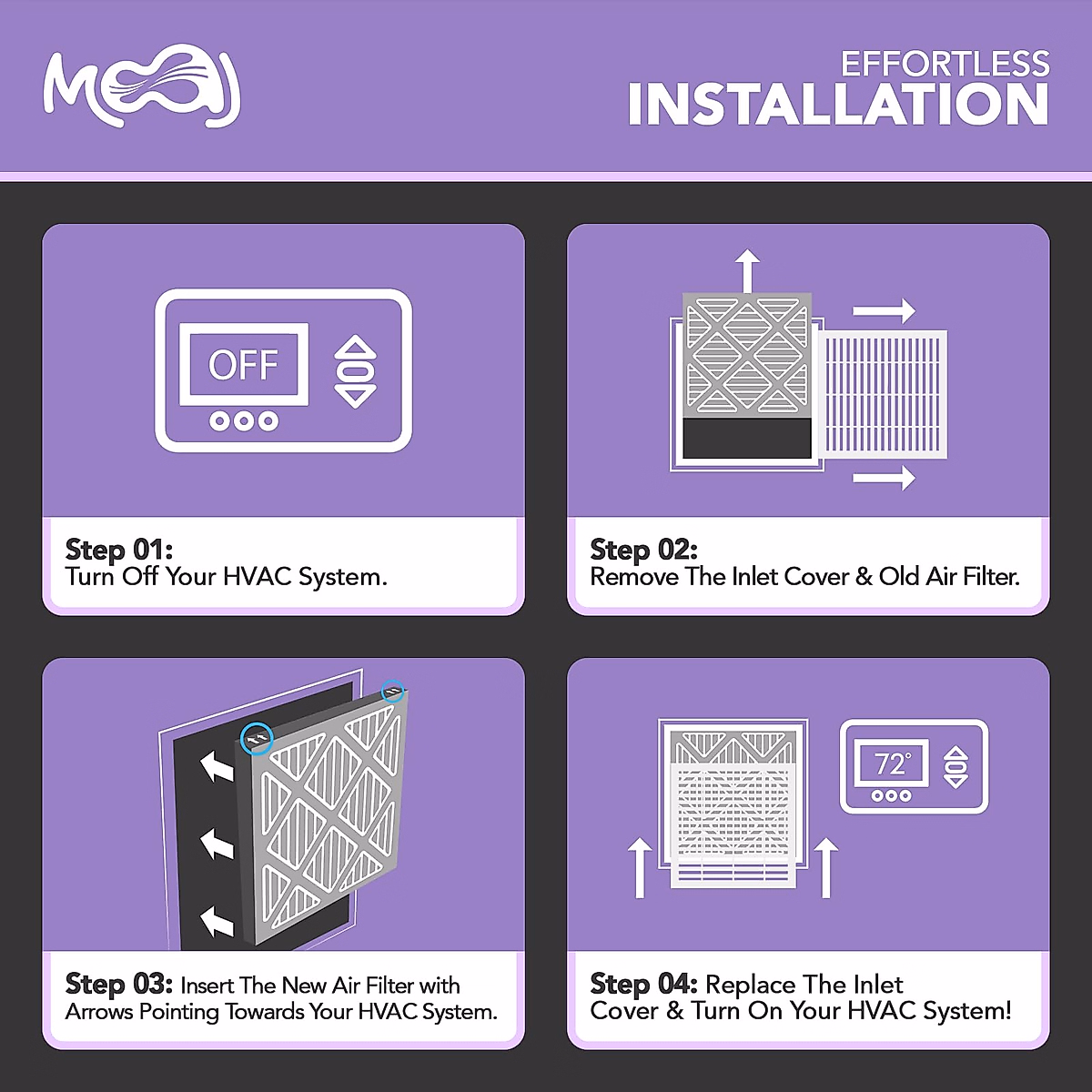 10x20x1 Air Filter (4-PACK) | MERV 8 | MOAJ Elite Dust Defense | BASED IN USA | Quality Pleated Replacement Air Filters for AC & Furnace Applications | Actual Dimensions: 9.70" x 19.70" x 0.75" in.