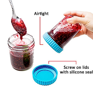 Youngever Glass Baby Food Storage, 6 Ounce Baby Food Glass Containers with Airtight Lids, Glass Jars with Lids (8 Coastal Colors)