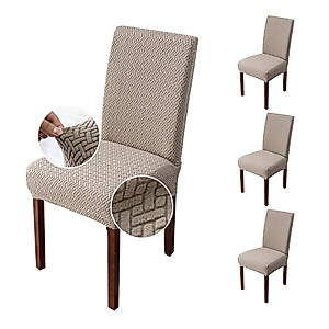 Genina Chair Covers for Dining Room Set of 4 Chair Covers Dining Chair Covers Stretch Kitchen Parsons Chair Covers,Khaki