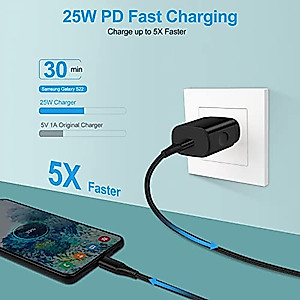 25W Samsung Super Fast Charger Type C Charging Block for Samsung Galaxy S23/S22 Ultra/S21 FE/A54/A34/A14 5G/A13/Z Fold 4/A53/A03s,Pixel 7,2Pack USBC Box Power Adapter 6FT Android Phone Charger Cable