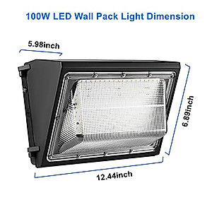 4PACK Dusk to Dawn 100W LED Wall Pack Light Fixture, 13000LM 400-600W HPS/HID Equivalent, 5000K Daylight Commerical/Industrial Outdoor Security lighting, ETL for Parking Lot,Warehouse,Entrance